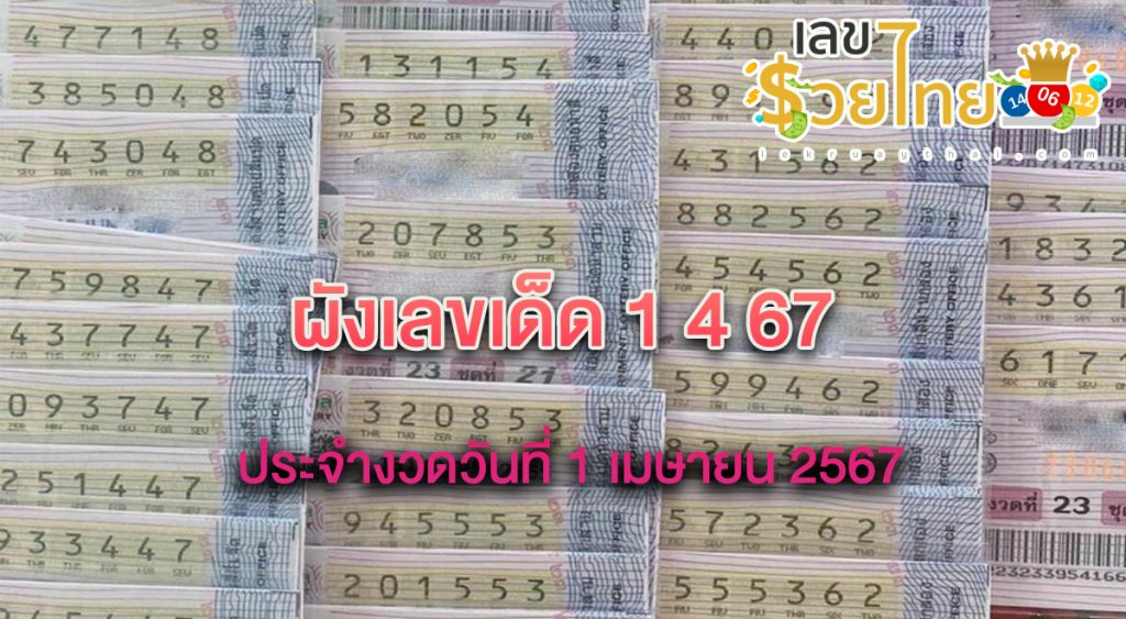 ผังเลขเด็ด 1 4 67 แจกเน้นๆ เลขเด็ดงวดนี้ แนวทางหวยรัฐบาล แม่นๆ